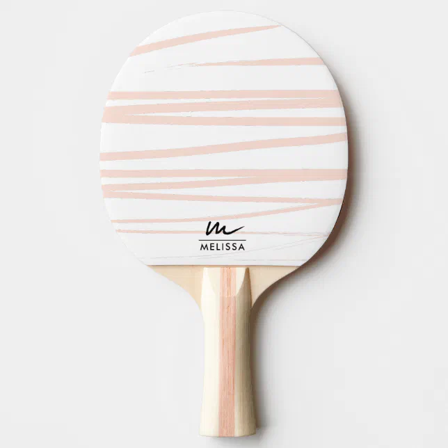 Modern Monogram Blush Pink Lines Abstract Art Ping Pong Paddle | Zazzle