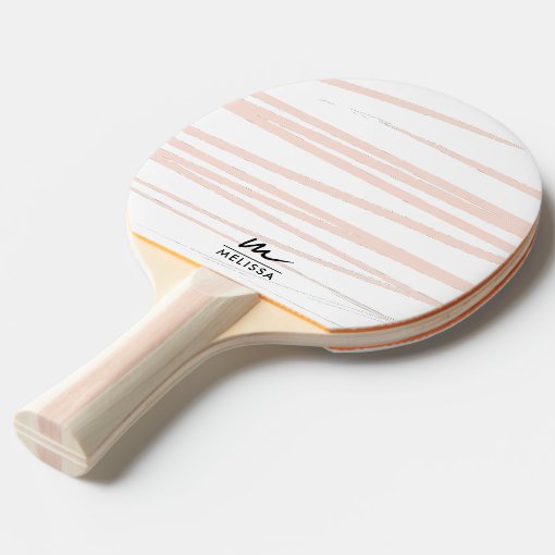Modern Monogram Blush Pink Lines Abstract Art Ping Pong Paddle | Zazzle
