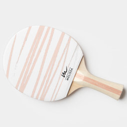 Modern Monogram Blush Pink Lines Abstract Art Ping Pong Paddle | Zazzle