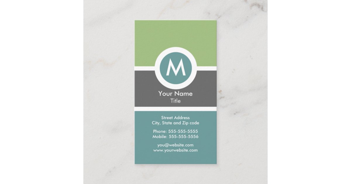 Modern Monogram Business Card | Zazzle