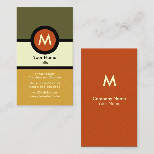 Modern Monogram Business Card | Zazzle