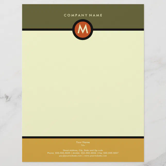 Modern Monogram Business Letterhead | Zazzle
