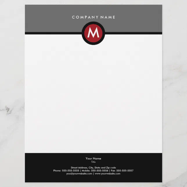 Modern Monogram Business Letterhead | Zazzle