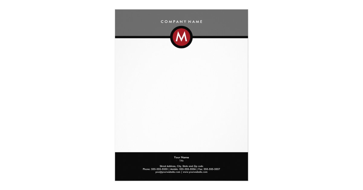 Modern Monogram Business Letterhead | Zazzle.com