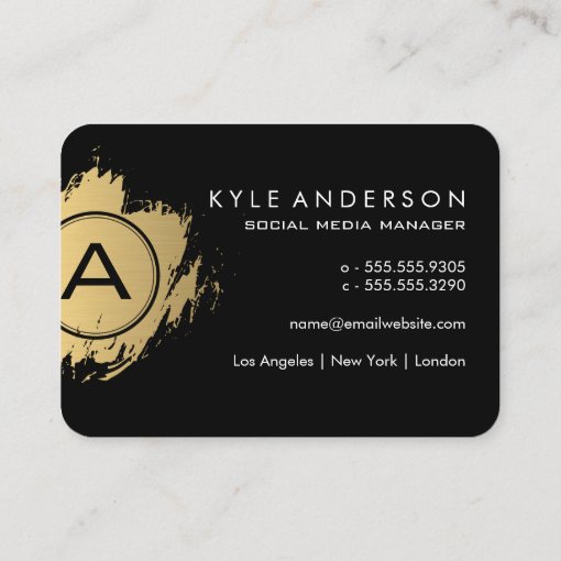 Modern Monogram Classic Gold Lux Expressive Business Card | Zazzle