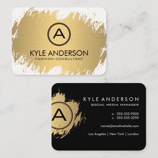 Modern Monogram Classic Gold Lux Expressive Business Card | Zazzle