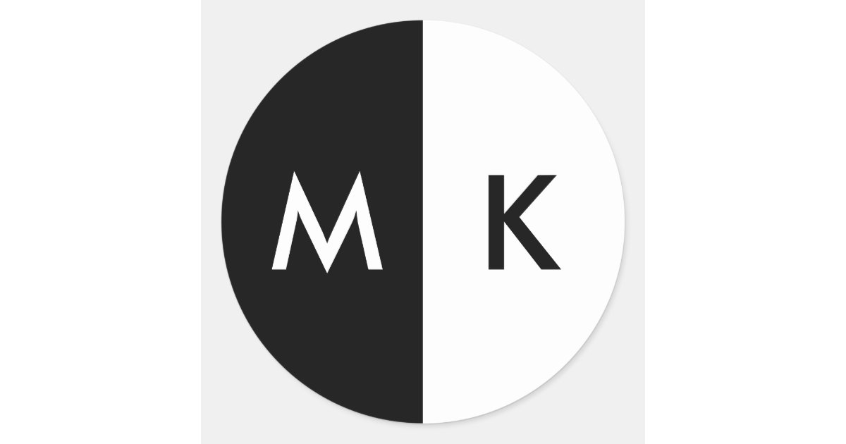 Modern Monogram Classic Round Sticker | Zazzle