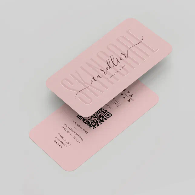 Modern Monogram Cosmetologist Esthetician Pink Business Card | Zazzle