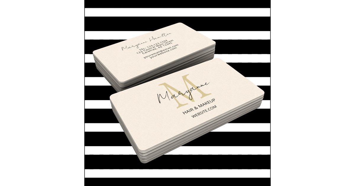 Modern Monogram Cream Business Card | Zazzle