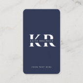 Modern Monogram Custom Name Dark Navy Blue Qr Business Card | Zazzle