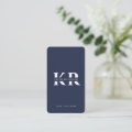 Modern Monogram Custom Name Dark Navy Blue Qr Business Card | Zazzle