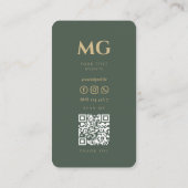 Modern Monogram Dark Green QR code social media Business Card | Zazzle