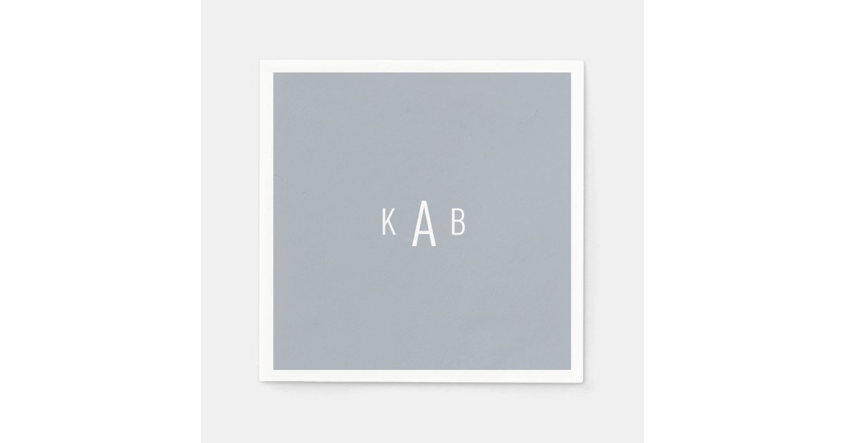 Modern Monogram Dusty Blue Cocktail Napkins | Zazzle