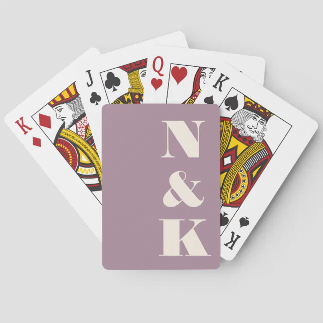 Modern Monogram Dusty Purple Custom Wedding Favor Poker Cards | Zazzle