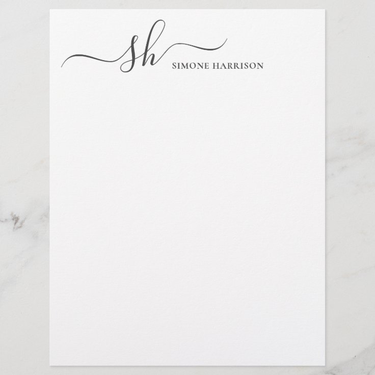 Modern Monogram Elegant Calligraphy Personalized Letterhead | Zazzle