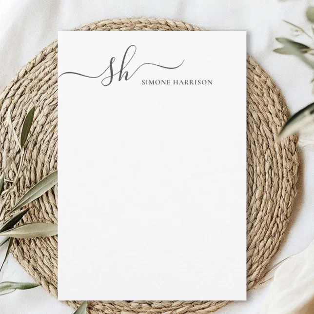 Modern Monogram Elegant Calligraphy Personalized Note Card | Zazzle