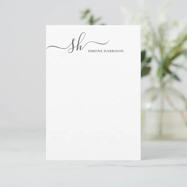 Modern Monogram Elegant Calligraphy Personalized Note Card | Zazzle
