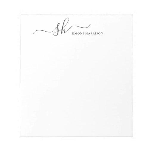 Modern Monogram Elegant Calligraphy Personalized Notepad | Zazzle