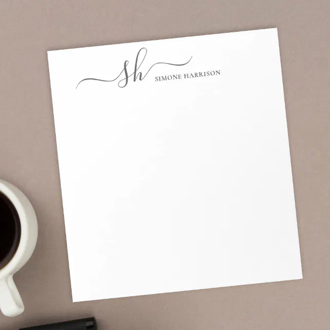 Modern Monogram Elegant Calligraphy Personalized Notepad | Zazzle