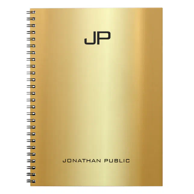 Modern Monogram Elegant Gold Template Professional Notebook | Zazzle