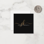 Modern Monogram Elegant Script Initials Gold Black Note Card | Zazzle