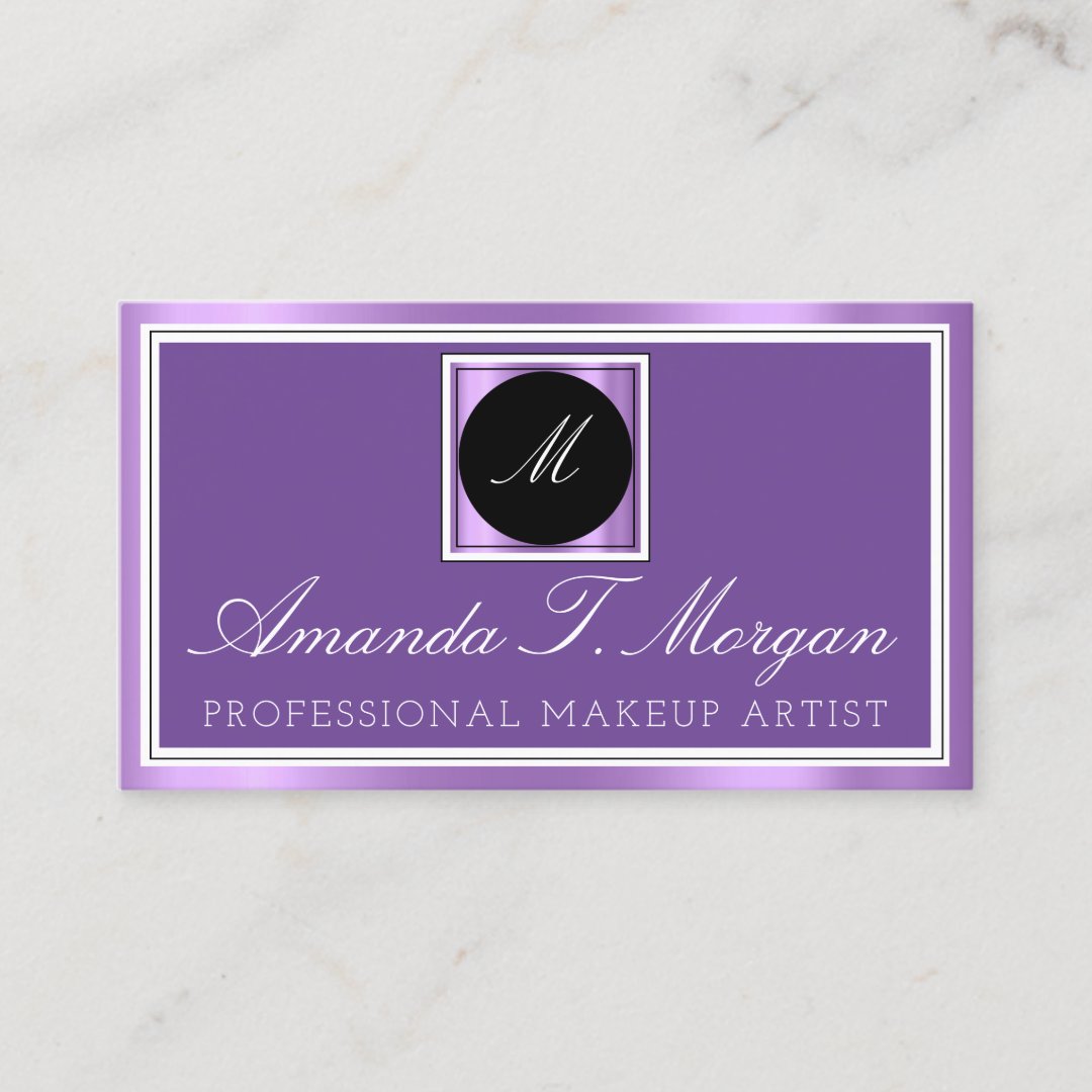 Modern Monogram Event Planner Framed Purple VIP Business Card | Zazzle