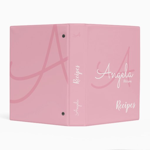 modern monogram for chef recipes, pink mini binder | Zazzle