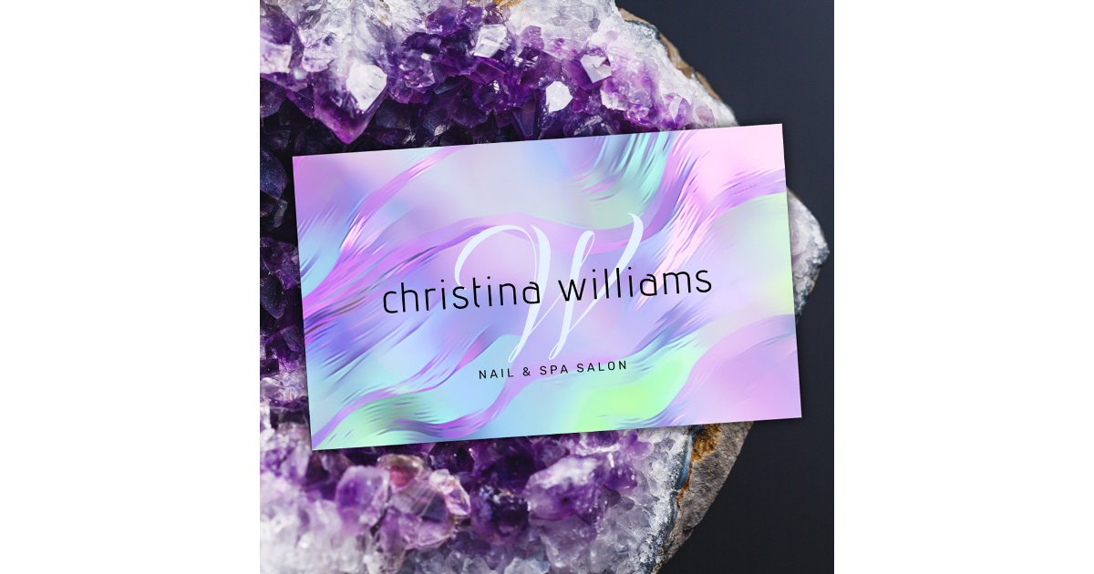 Modern Monogram Holographic Business Card | Zazzle