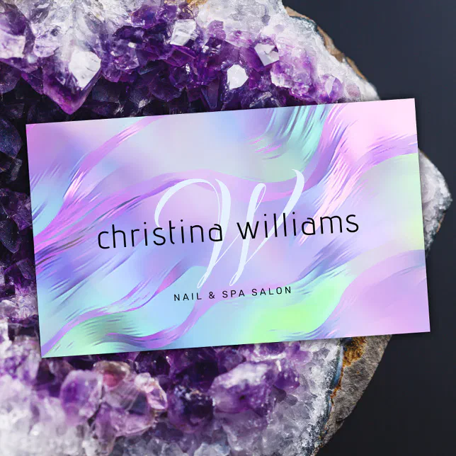 Modern Monogram Holographic Business Card | Zazzle