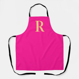 Modern Monogram Hot Pink Apron | Zazzle