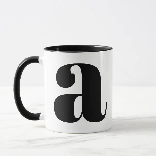 Modern Monogram Initial Letter Black and White A Mug | Zazzle