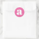 Modern Monogram Initial Letter Colorful Hot Pink Classic Round Sticker ...