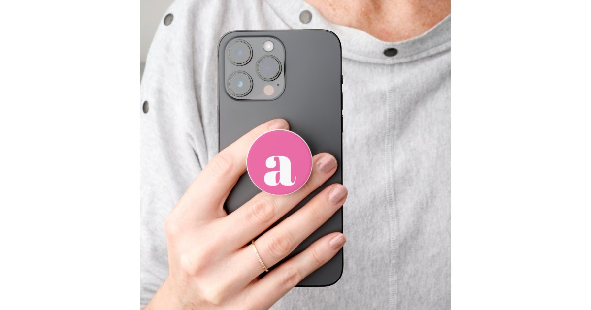 Modern Monogram Initial Letter Colorful Hot Pink PopSocket | Zazzle