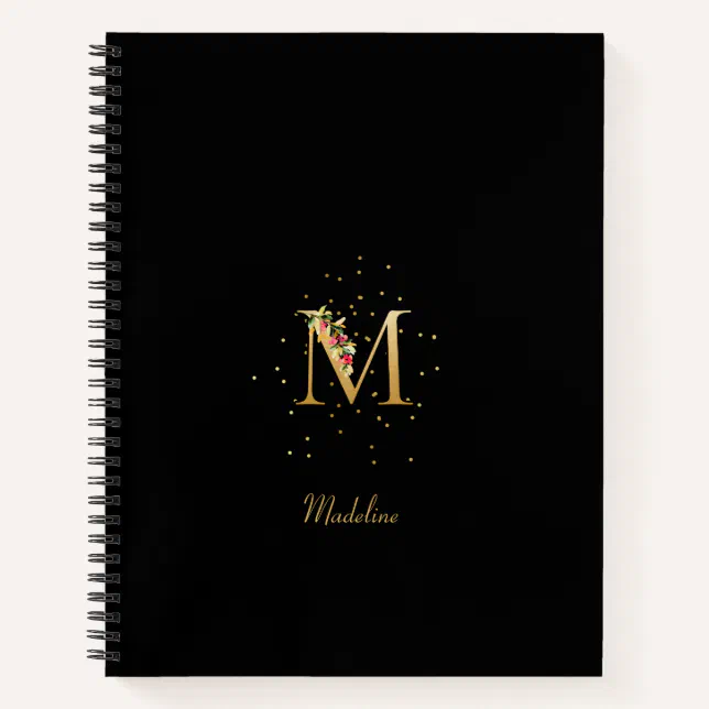 Modern Monogram Initial Letter M Floral Pattern Notebook | Zazzle