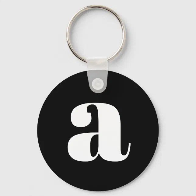 Modern Monogram Initial Letter Simple Black White Keychain | Zazzle