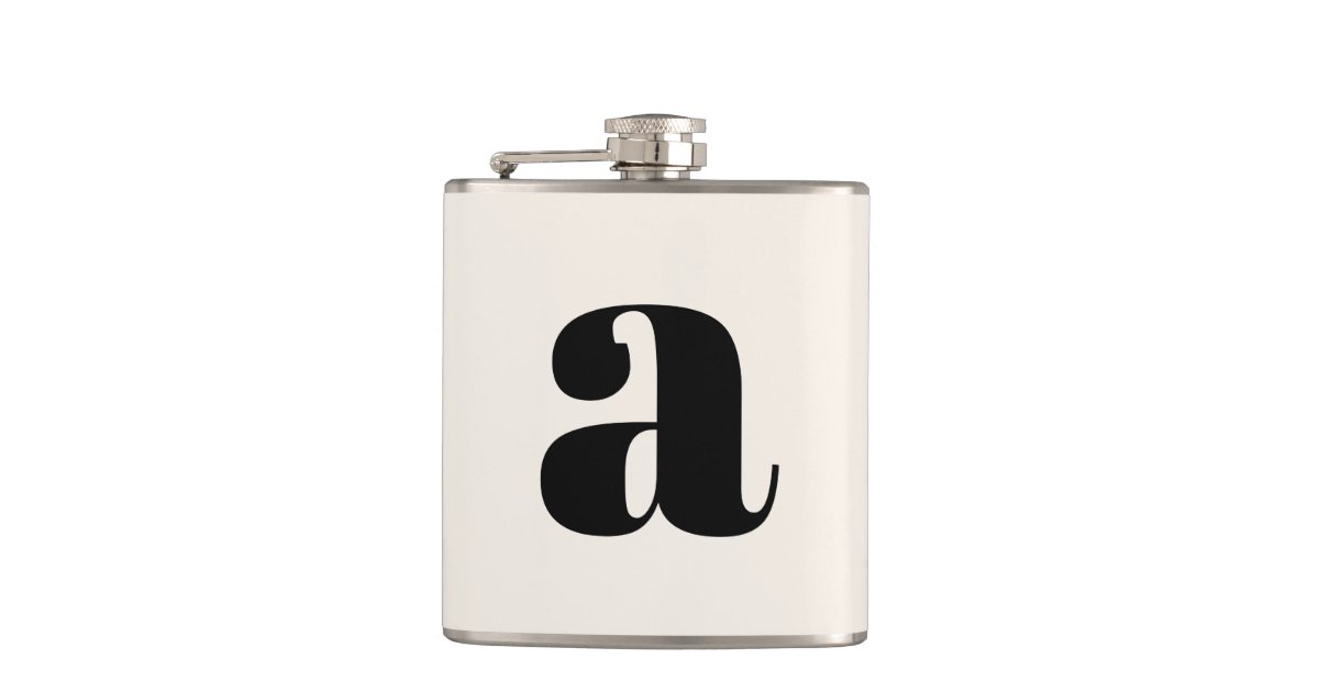 Modern Monogram Initial Letter Wedding Bold White Flask | Zazzle