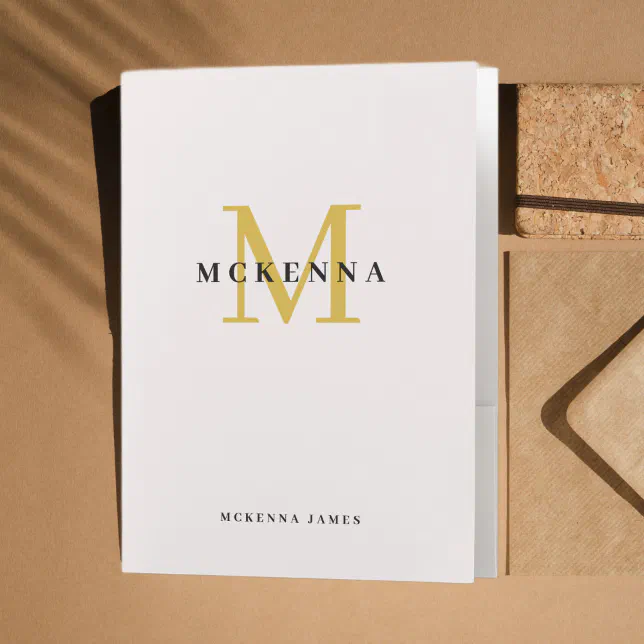 Modern Monogram Initial Personalized Name Pocket Folder | Zazzle