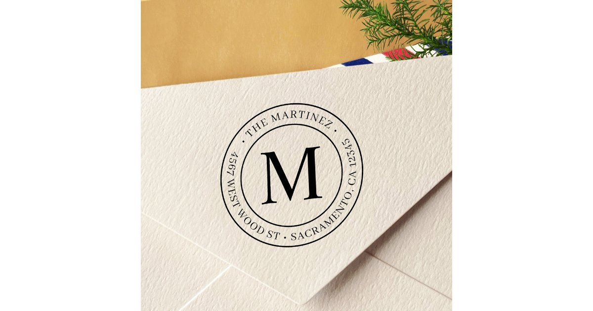 Modern Monogram Initial Return Address Self-inking Stamp | Zazzle