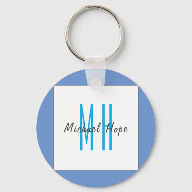 Modern Monogram Initials Professional Plain Simple Keychain | Zazzle