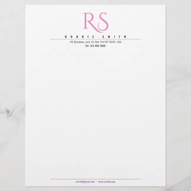 Modern Monogram Letterhead | Zazzle