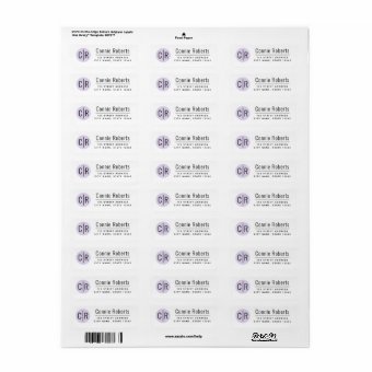 Modern monogram light purple return address label | Zazzle