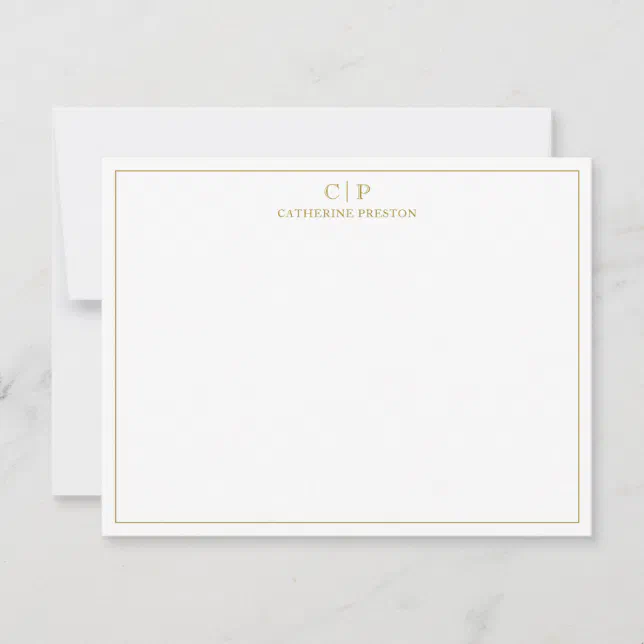 Modern Monogram Luxury Gold Personal Stationery Note Card | Zazzle