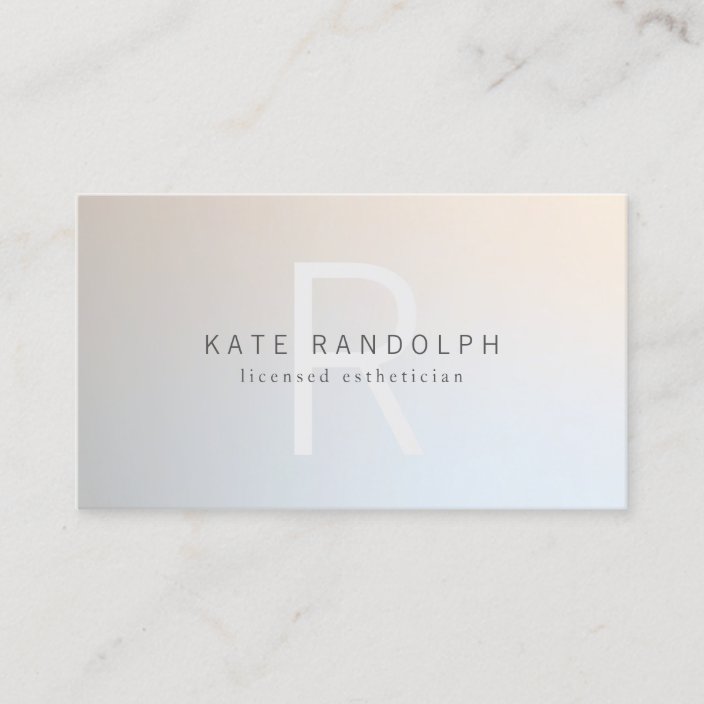 Modern Monogram Minimalist Luminous Silver Business Card | Zazzle.com