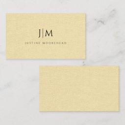 Modern Monogram Minimalist Wheat Linen Effect Business Card | Zazzle