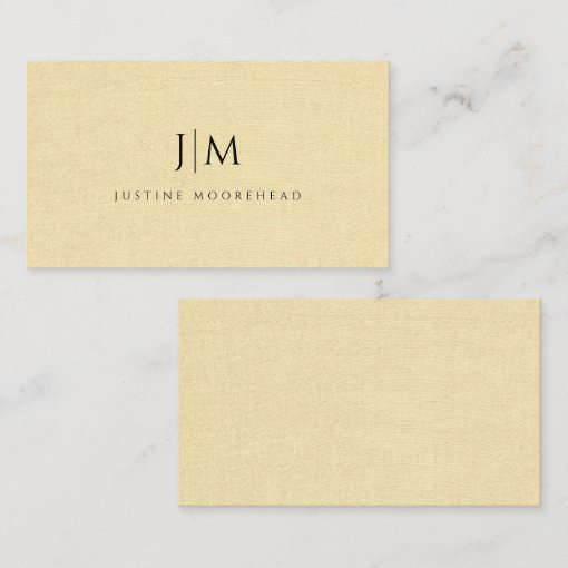 Modern Monogram Minimalist Wheat Linen Effect Business Card | Zazzle