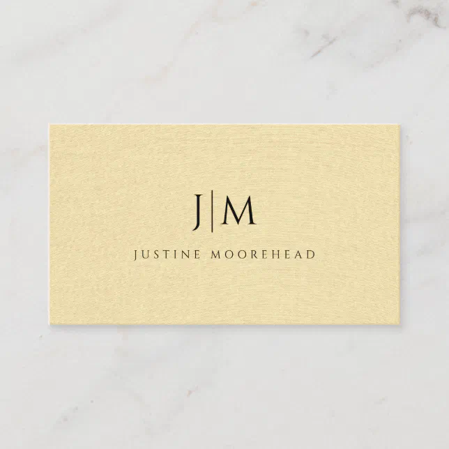 Modern Monogram Minimalist Wheat Linen Effect Business Card | Zazzle