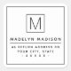 Modern monogram minimalist white return address square sticker | Zazzle