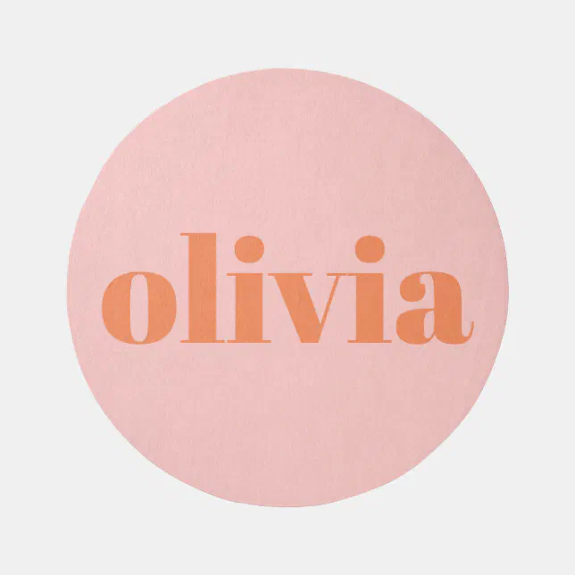 Modern Monogram Name Cute Pastel Pink Orange Rug | Zazzle