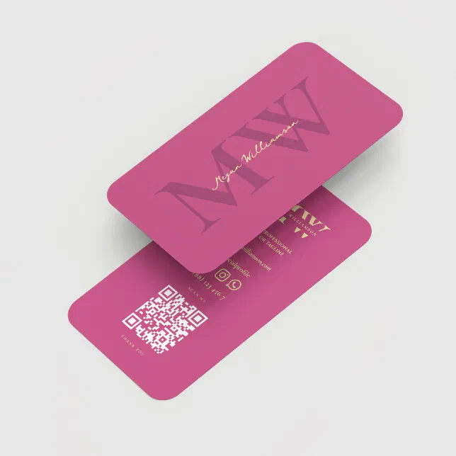 Modern Monogram Name Initials Professional Pink Business Card | Zazzle