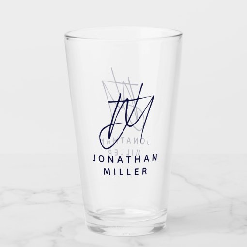 Modern Monogram Name Simple Beer Glass | Zazzle